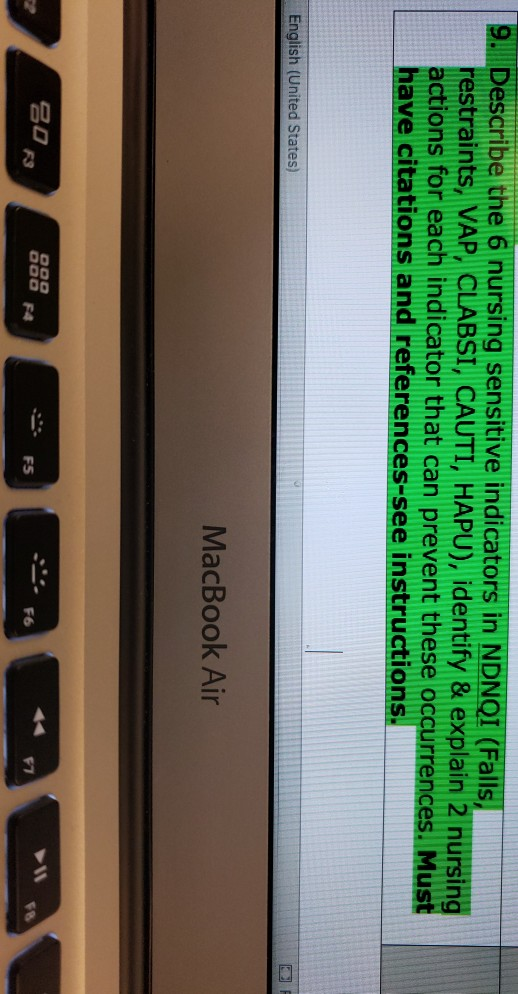 Solved Describe the 6 nursing sensitive indicators in NDNQI | Chegg.com