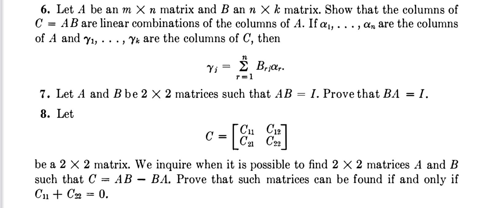 Solved 6. Let A be an m X n matrix and B an n x kc matrix. | Chegg.com