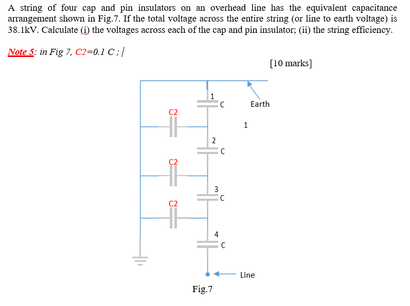 Solved A string of four cap and pin insulators on an | Chegg.com