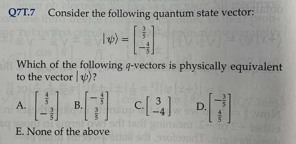 Solved Q7T.7 Consider the following quantum state vector: do | Chegg.com