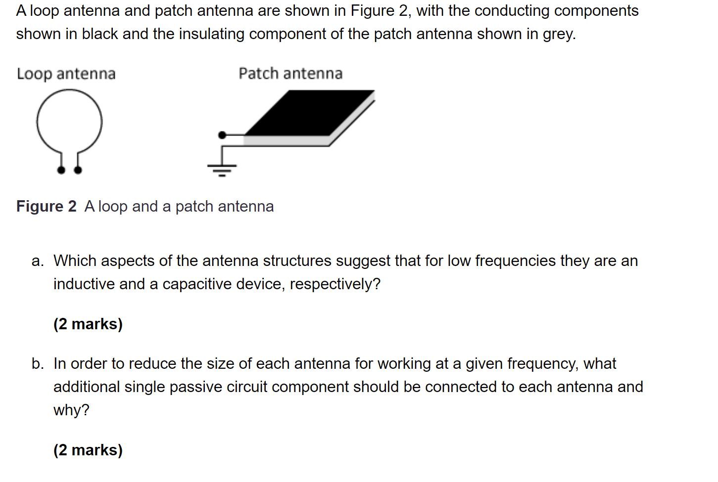 A loop antenna and patch antenna are shown in Figure | Chegg.com