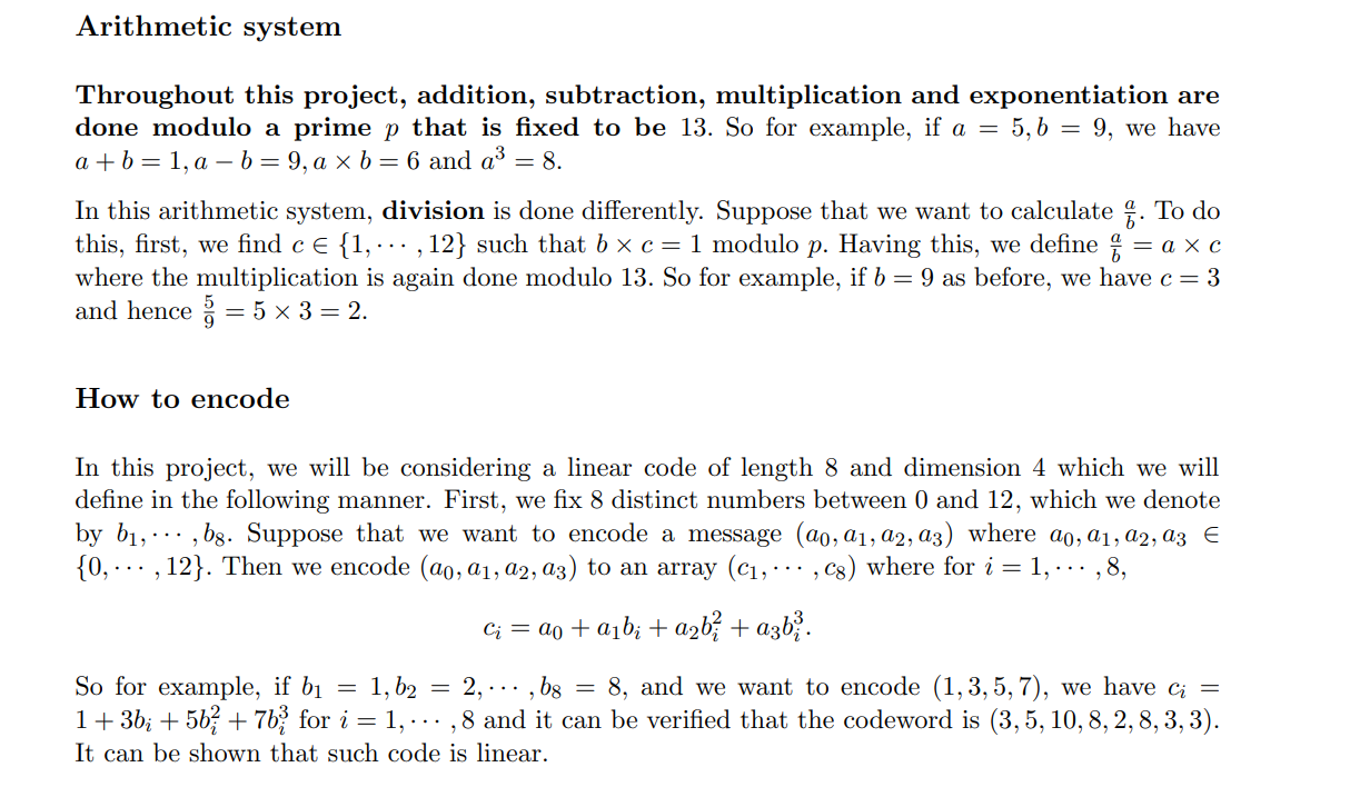 Solved Arithmetic system Throughout this project, addition, | Chegg.com