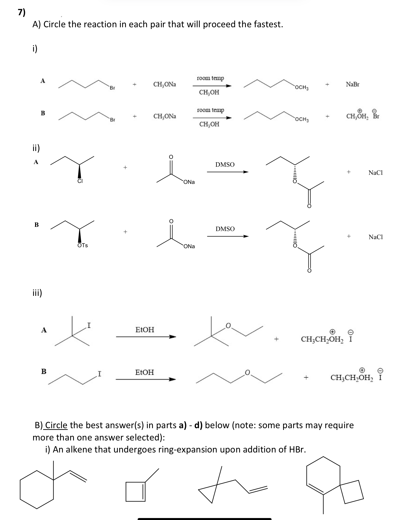 Solved A) Circle the reaction in each pair that will proceed | Chegg.com
