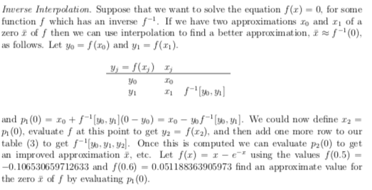 Solved Inverse Interpolation. Suppose that we want to solve | Chegg.com