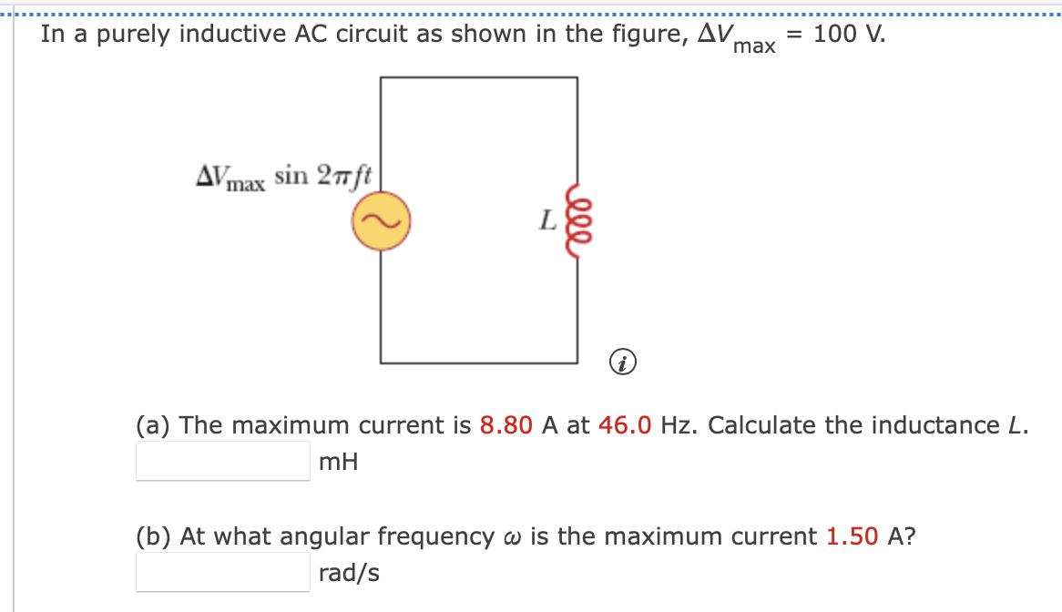 Solved In a purely inductive AC circuit as shown in the | Chegg.com