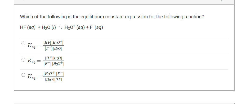 Solved Which of the following is the equilibrium constant | Chegg.com
