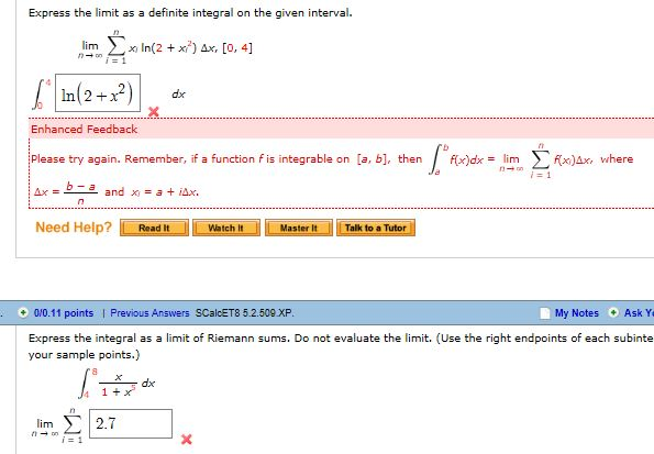 Solved Express the limit as a definite integral on the given | Chegg.com