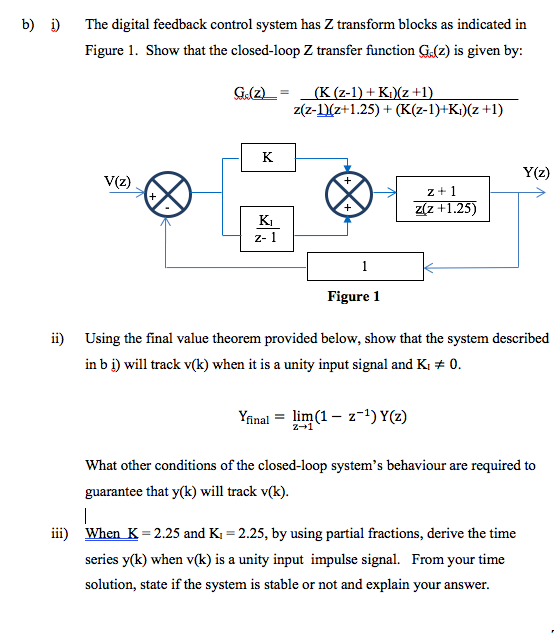 Solved b) i) The digital feedback control system has Z | Chegg.com