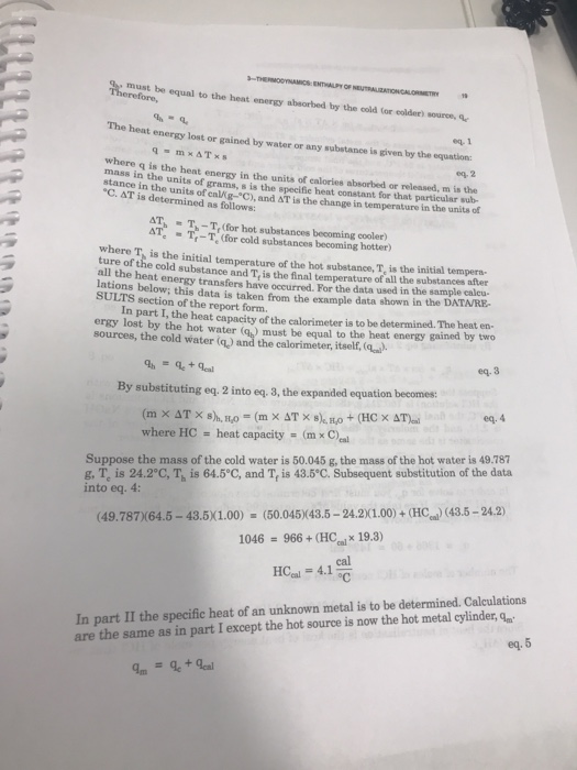 Solved 9-Find the heat capacity of calorimeter (Hc | Chegg.com