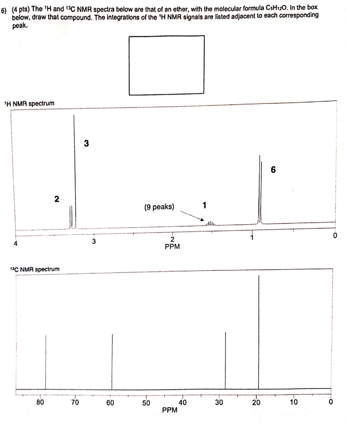 Solved 6) (4 pts) The 1H and 13C NMR spectra below are that | Chegg.com