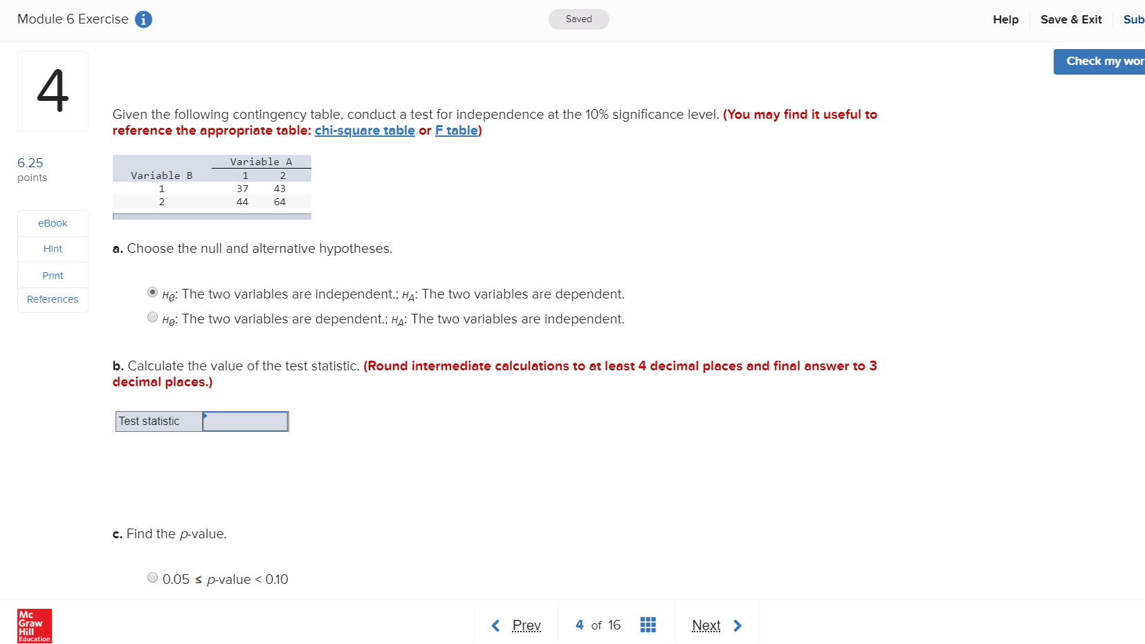 Solved Module 6 Exercise i Saved Help Save & Exit Sub Check | Chegg.com
