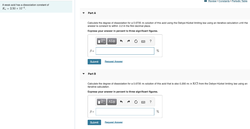 Solved A Review | Constants 1 Periodic Table A weak acid has | Chegg.com