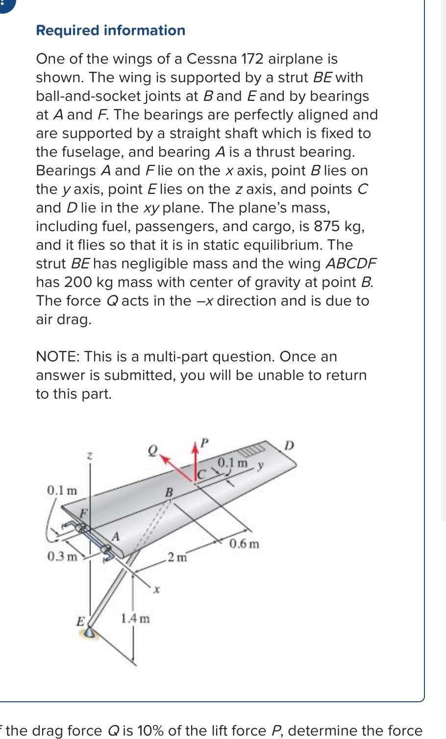 Required information One of the wings of a Cessna 172 | Chegg.com