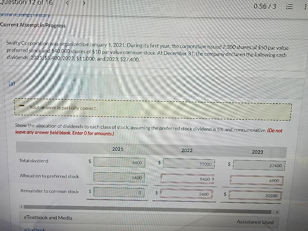 Solved Current Attempt in Progress Swifty Corporation was | Chegg.com