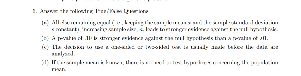 Solved 6. Answer the following True/False Questions (a) All | Chegg.com