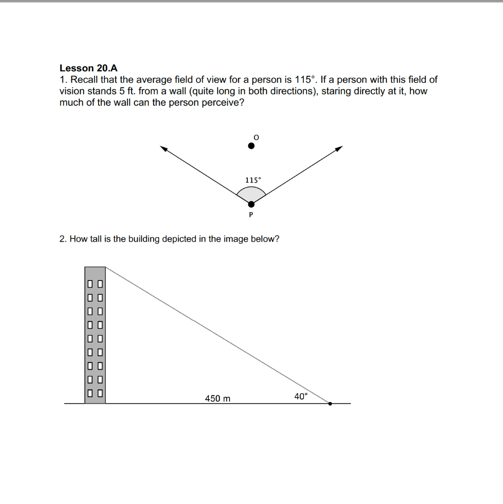 Solved Lesson 20.A 1. Recall that the average field of view | Chegg.com