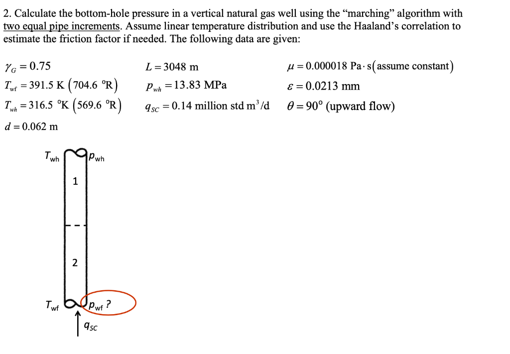 2. Calculate the bottom-hole pressure in a vertical | Chegg.com