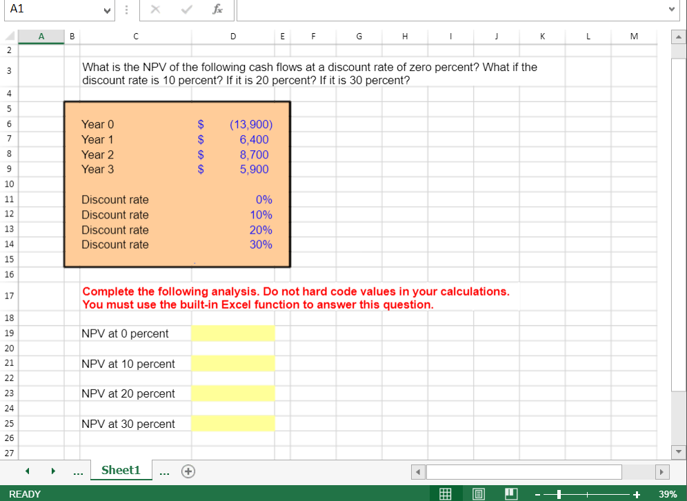 Solved What is the NPV of the following cash flows at a | Chegg.com