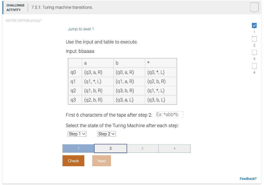 Solved Use The Input And Table To Execute Input Bbaaaa 1162