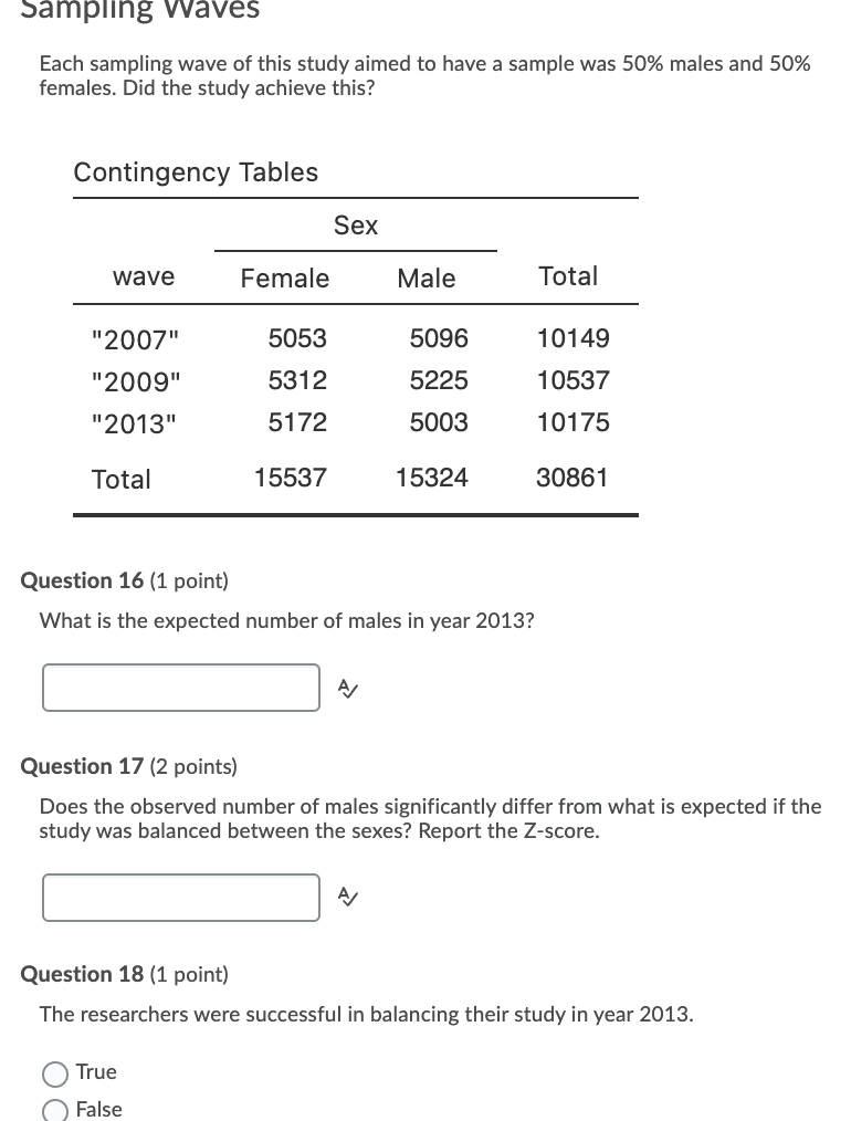 Solved Sampling Waves Each sampling wave of this study aimed | Chegg.com