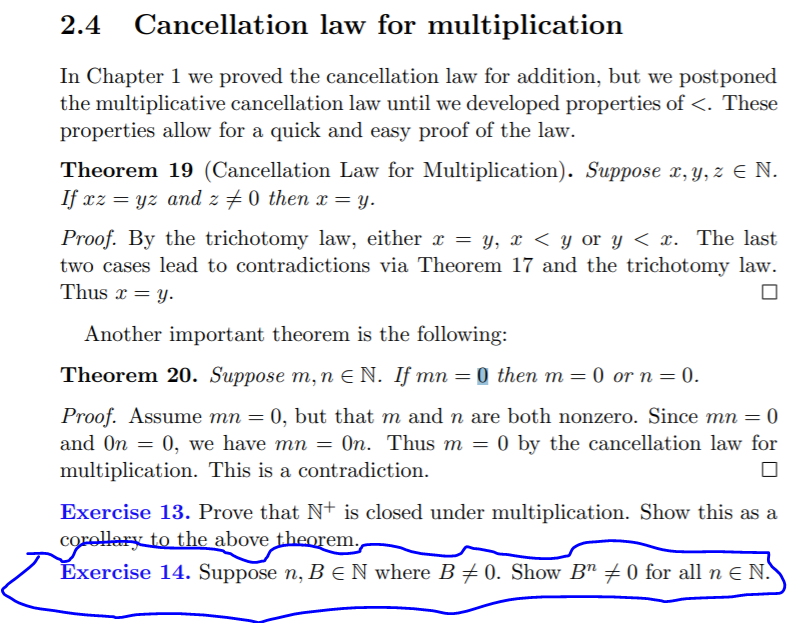 Solved Cancellation law for multiplication 2.4 In Chapter 1 | Chegg.com