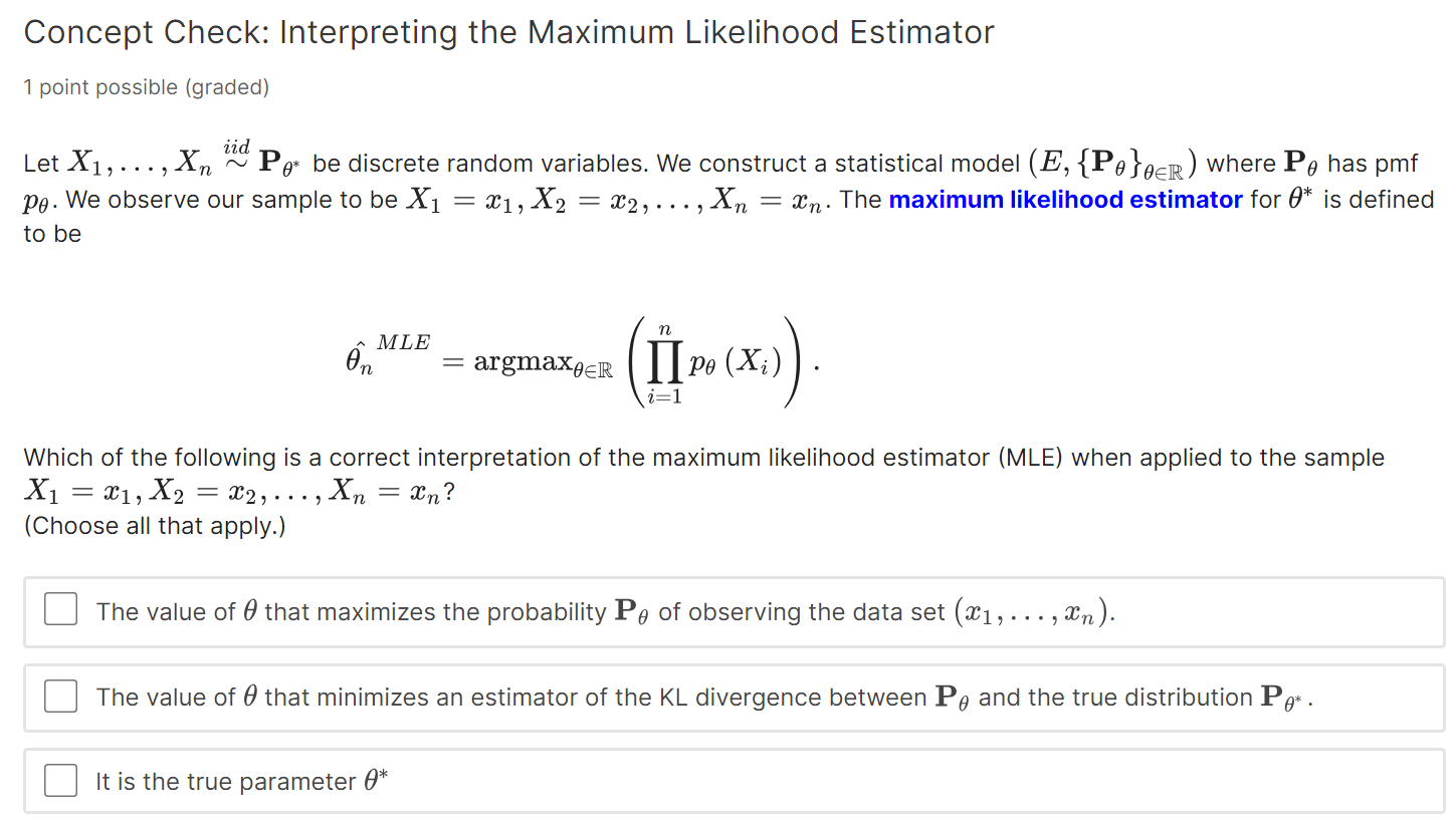 Solved Let X1,…,Xn∼iidPθ∗ be discrete random variables. We | Chegg.com