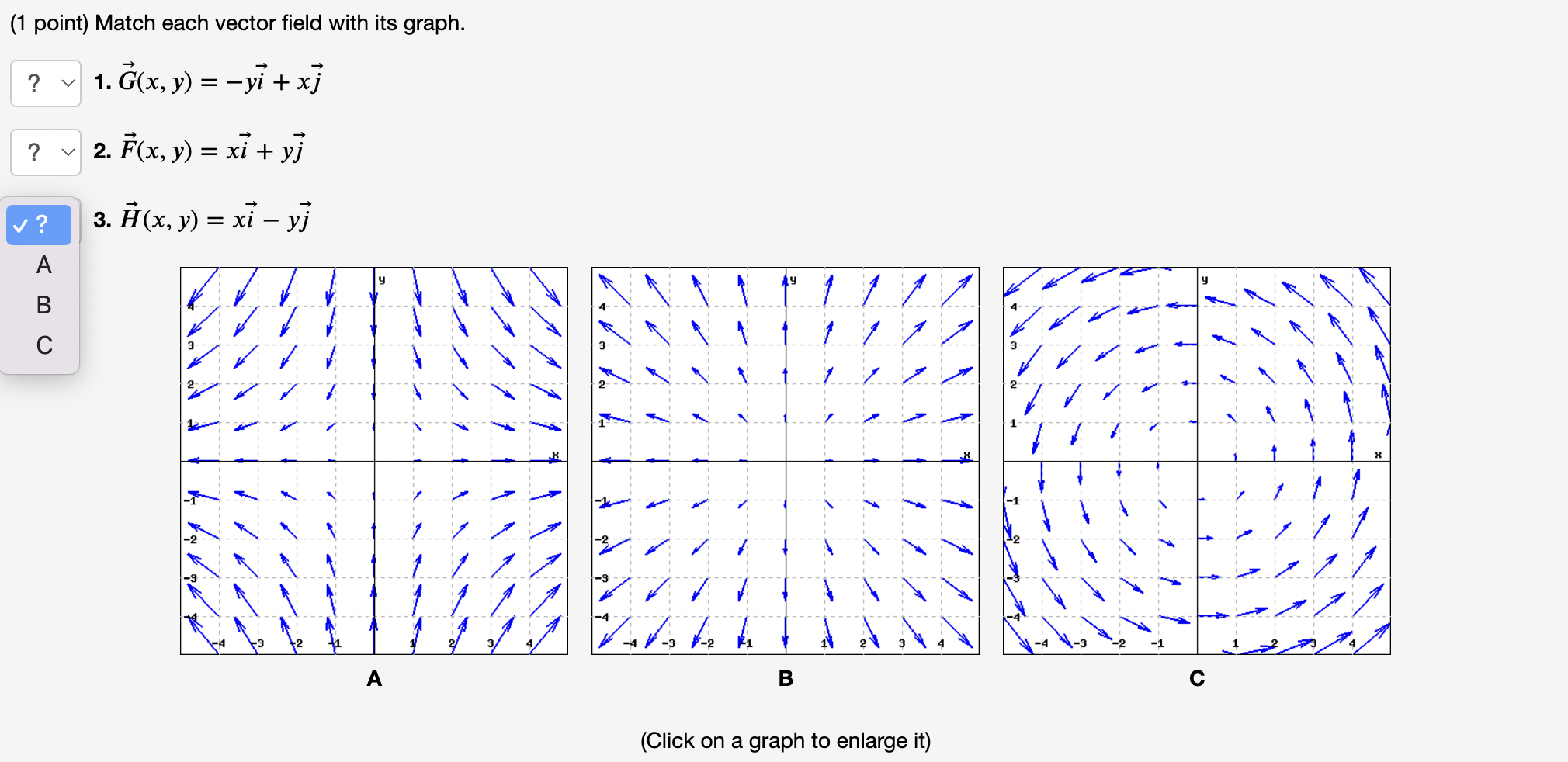 Solved (1 point) Match each vector field with its graph. ? | Chegg.com