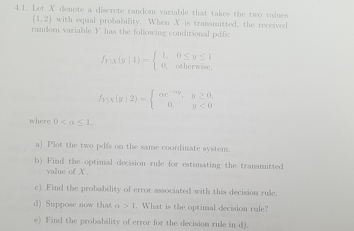 Solved 4.1. Let denote a discrete random variable that takes | Chegg.com