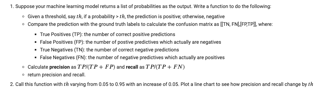 Solved 1. Suppose your machine learning model returns a list | Chegg.com