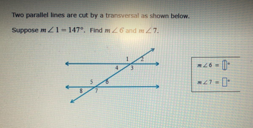 Solved Two parallel lines are cut by a transversal as shown | Chegg.com