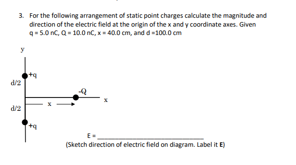Solved 3. For the following arrangement of static point | Chegg.com