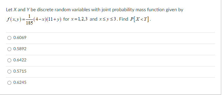 Solved Let X and Y be discrete random variables with joint | Chegg.com