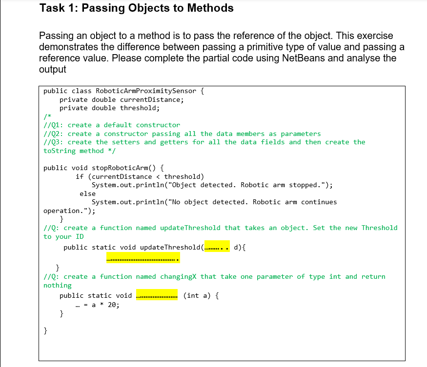 Solved Please fill in the blanks in Netbeans and show the | Chegg.com