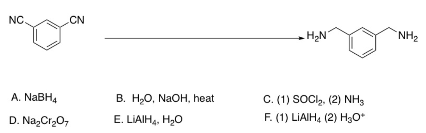 Solved NC CN H2N NH2 A. NaBH4 B. H20, NaOH, heat C. (1) | Chegg.com