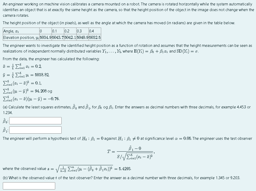 Solved Angle, ai An engineer working on machine vision | Chegg.com