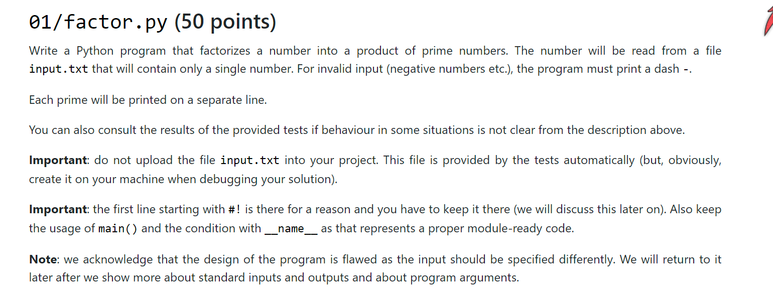 Solved 01/factor.py (50 points) Write a Python program that | Chegg.com
