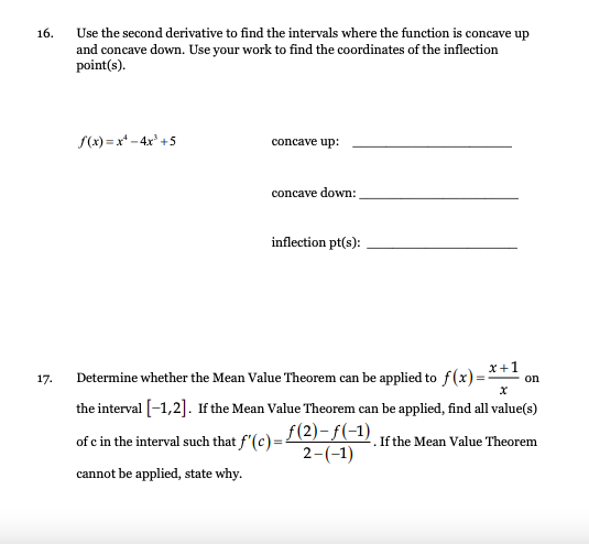 Solved 16. Use the second derivative to find the intervals | Chegg.com
