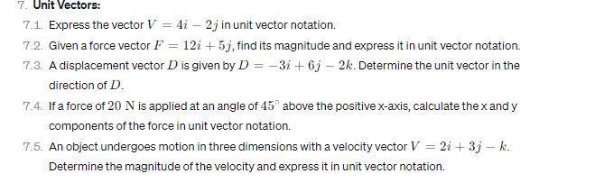 Solved Unit Vectors:7.1. ﻿Express the vector V=4i-2j ﻿in | Chegg.com