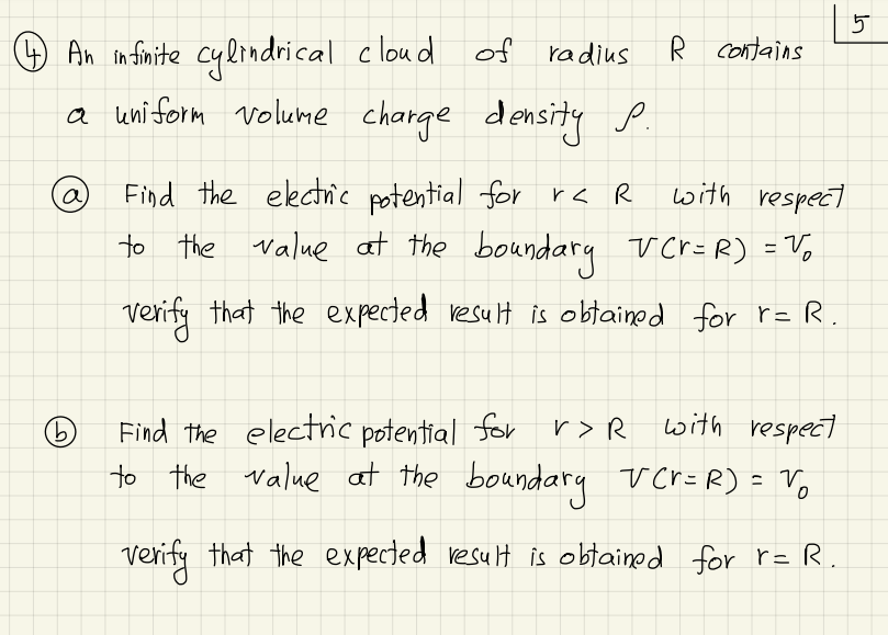 Solved (4) ﻿An infinite cylindrical cloud of radius R | Chegg.com