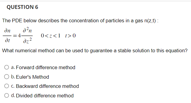 Solved The PDE below describes the concentration of | Chegg.com