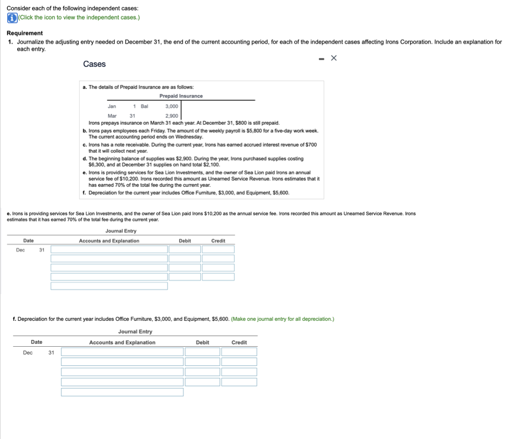 Solved Consider each of the following independent cases: | Chegg.com