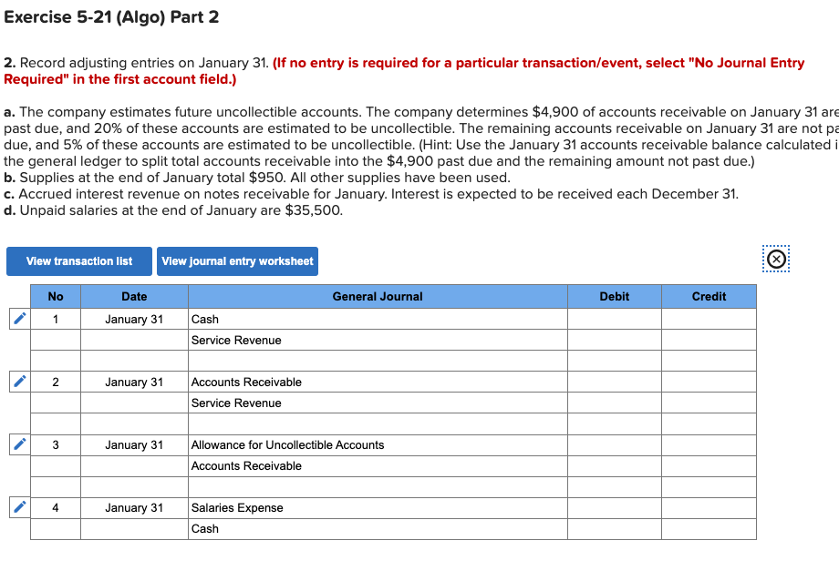 Solved Required information Exercise 5-21 (Algo) Complete | Chegg.com
