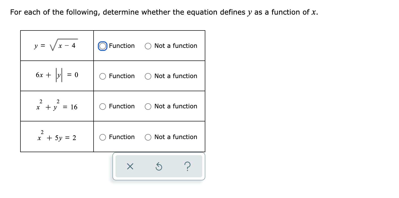 Solved For each of the following, determine whether the | Chegg.com