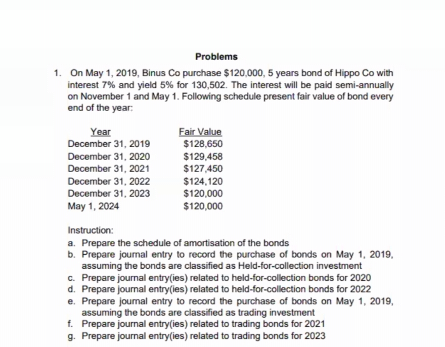 Solved Problems 1. On May 1, 2019, Binus Co purchase | Chegg.com