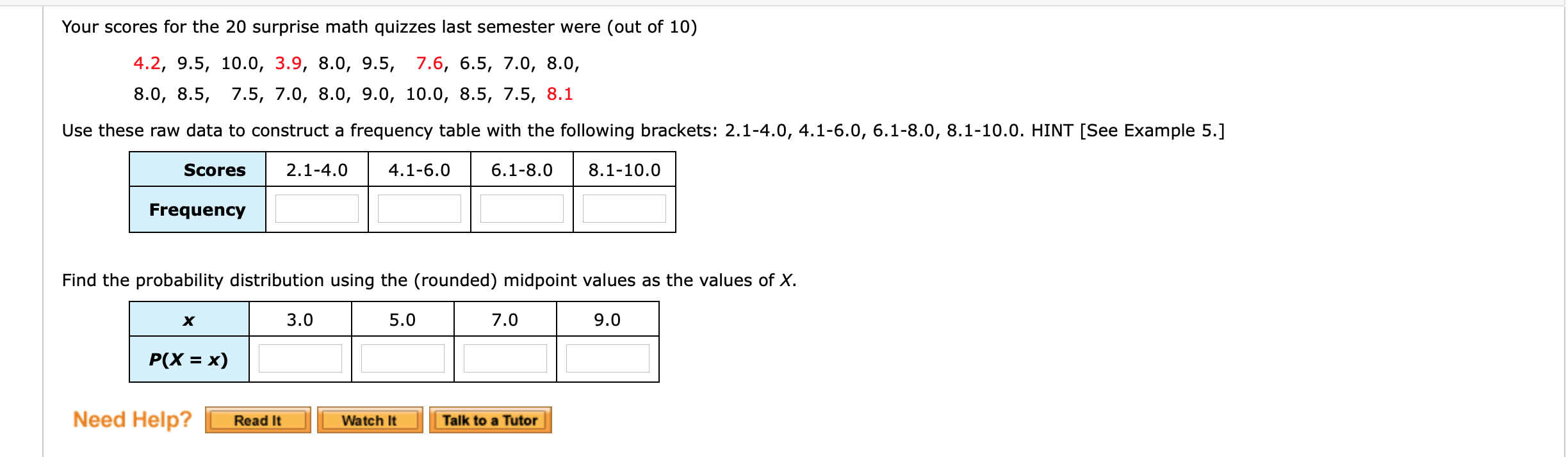 Solved Your scores for the 20 surprise math quizzes last | Chegg.com