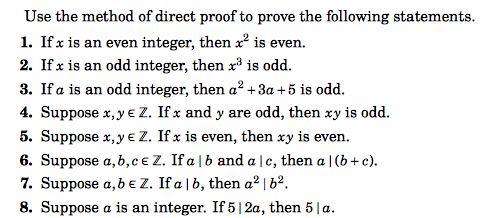 Solved Use the method of direct proof to prove the following | Chegg.com
