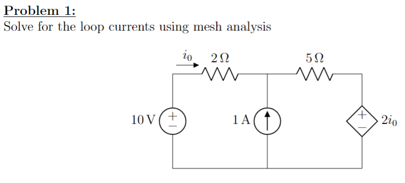 Solved Problem 1:Solve for the loop currents using mesh | Chegg.com
