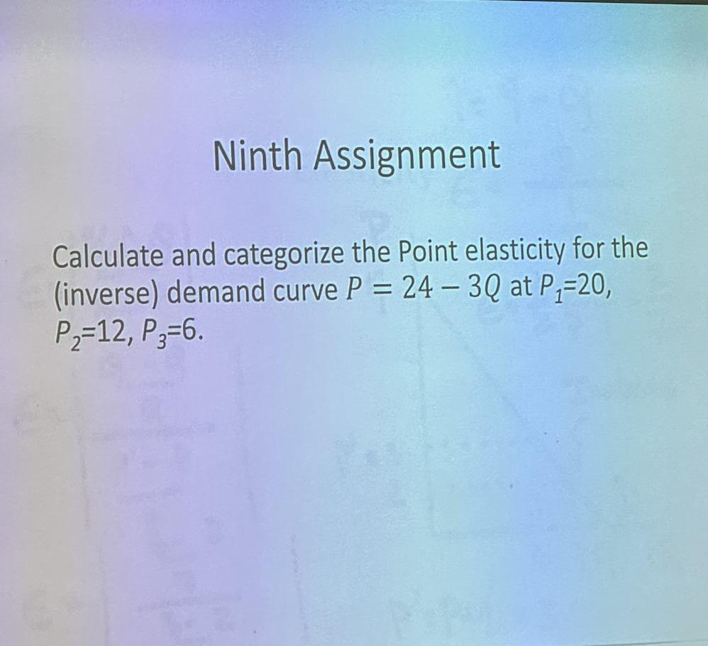 Solved Calculate and categorize the Point elasticity for the | Chegg.com