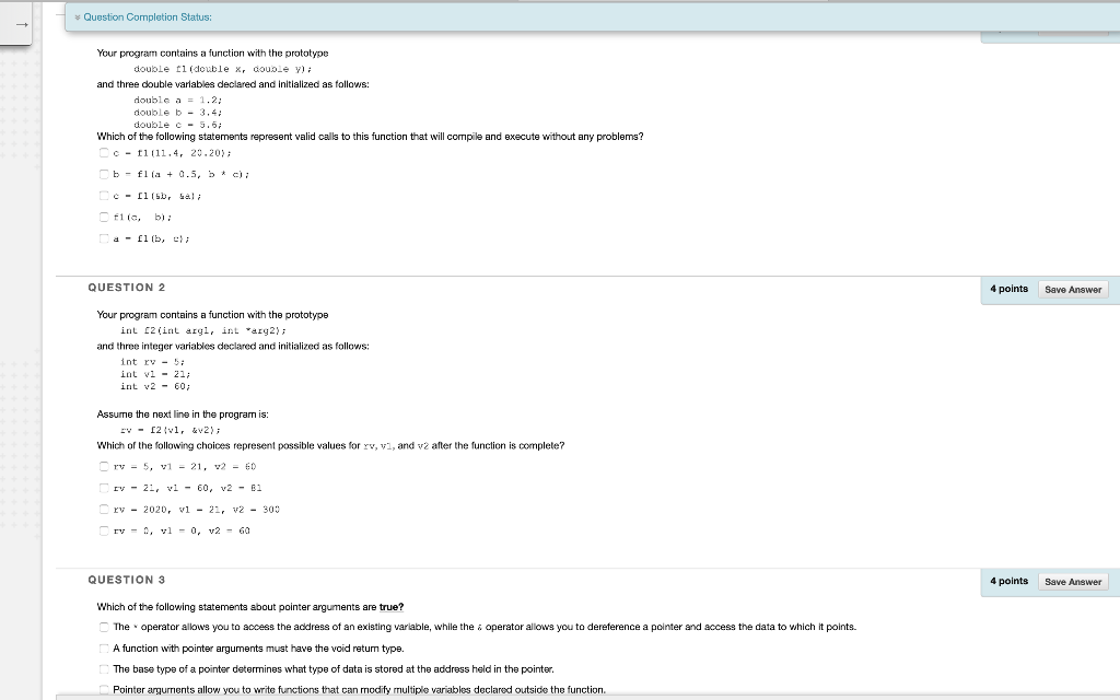 Solved QUESTION 1 Your program contains a function with | Chegg.com