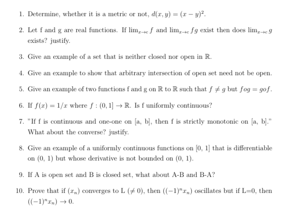Solved 1. Determine, whether it is a metric or not, | Chegg.com